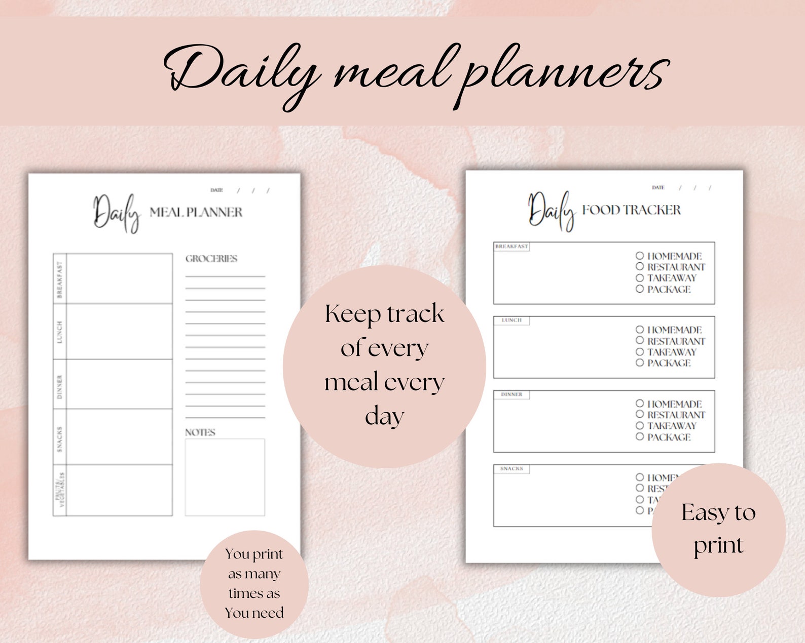 Meal Planner Printable, Weekly Meal Planner, Grocery List Printable ...