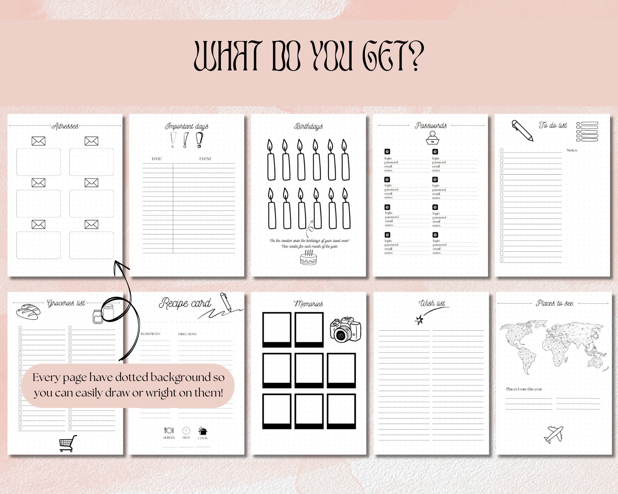 Printable Bullet Journal Planner Paper Bundle Bullet Journal Cover Page ...