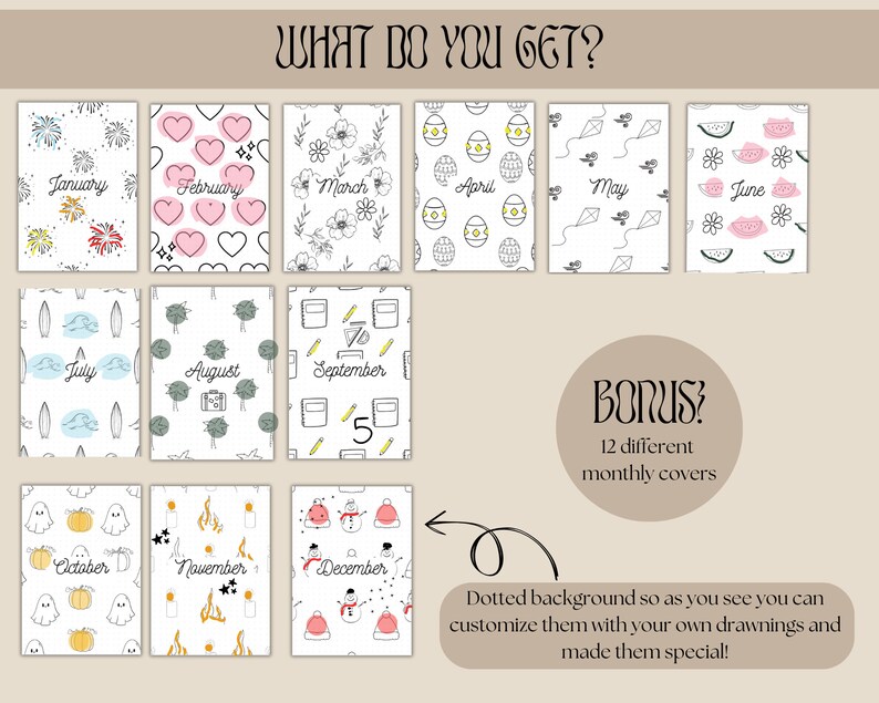 Bullet Journal Printables, Bullet Journal Bundle, Trackers, A4 A5 ...