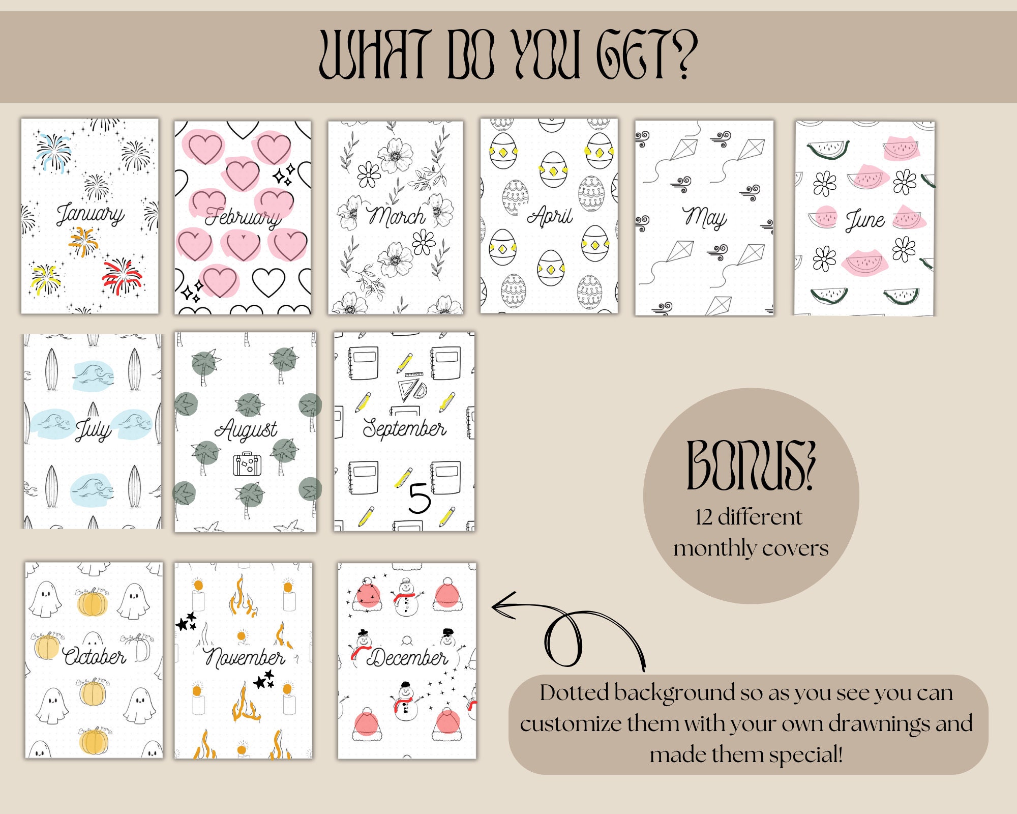 Bullet Journal Printables, Bullet Journal Bundle, Trackers, A4 A5 ...