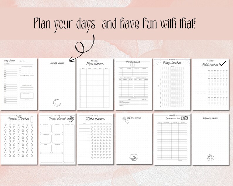 Printable Bullet Journal Planner Paper Bundle Bullet Journal Cover Page ...