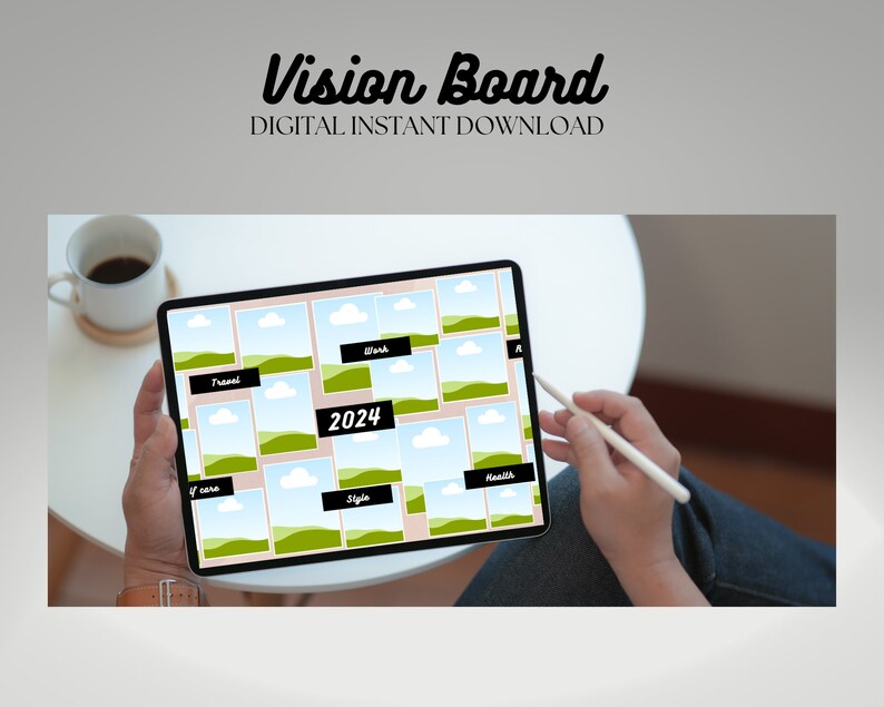 2024 Vision Board Template Manifestation Dream Board Canva Template ...