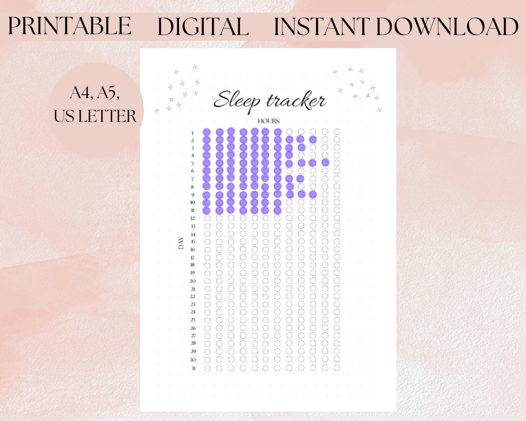 Sleep Tracker Sleep Log Printable Monthly Sleep Tracker Sleep Analysis ...