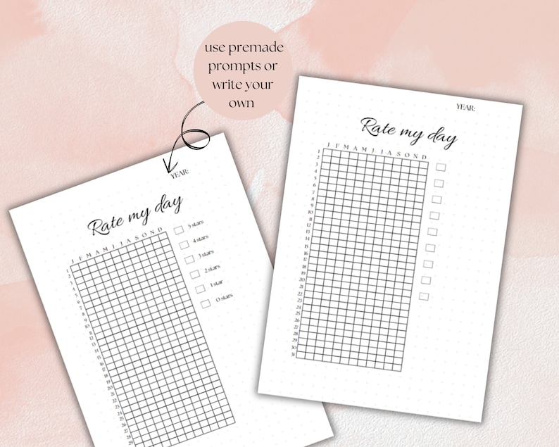 Rate My Day Journal Page Printable Tracker Daily Tracker Daily Mood ...