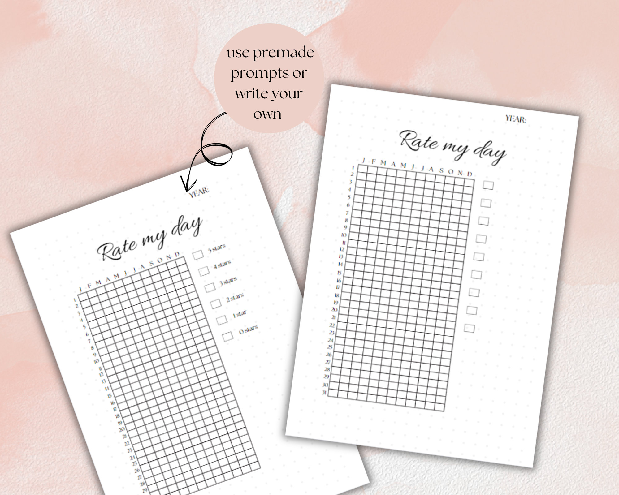 Rate My Day Journal Page Printable Tracker Daily Tracker Daily Mood ...