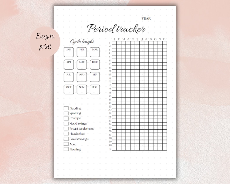 Period Tracker Printable Period Tracker Journal Menstrual Cycle Tarcker ...