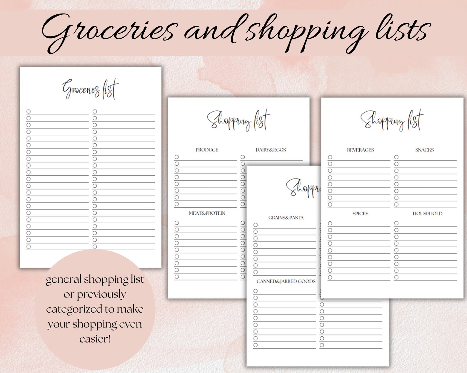 Meal Planner Printable, Weekly Meal Planner, Grocery List Printable ...