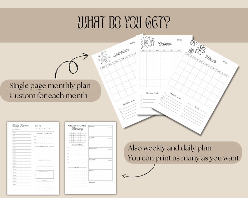 Bullet Journal Printables, Bullet Journal Bundle, Trackers, A4 A5 ...