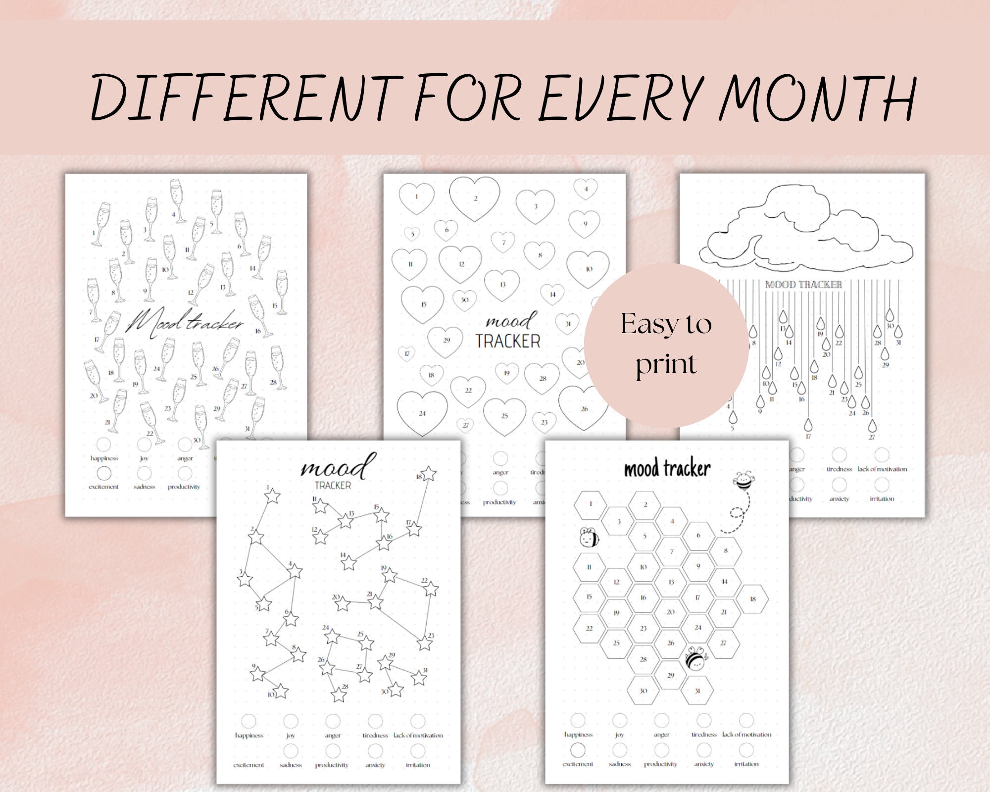 Mood Tracker Pages Bullet Journal Kit Mood Journal Mood Tracker Journal ...