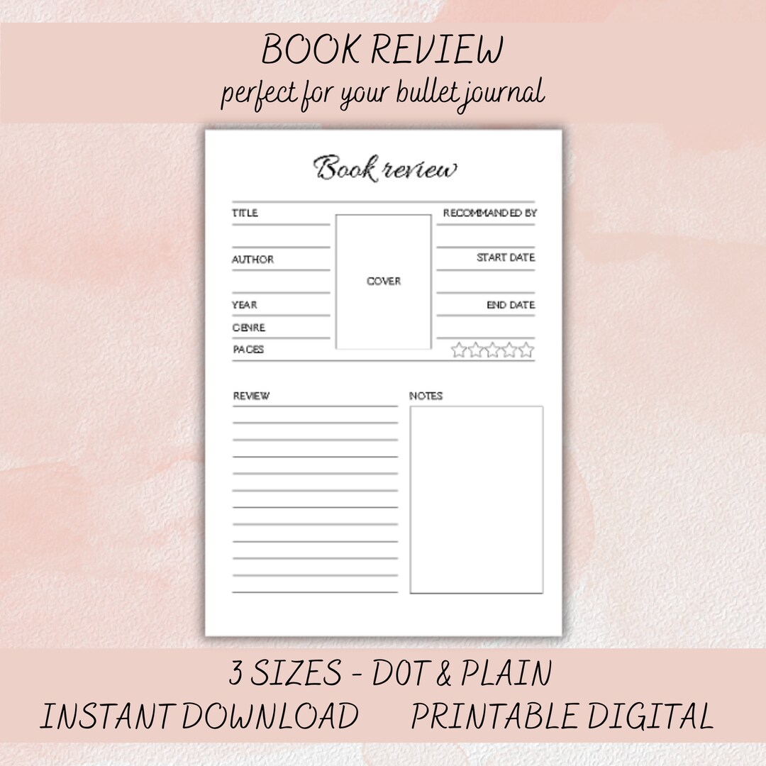 Book Review Page, Bookclub Book Review Printable, Reading Log ...