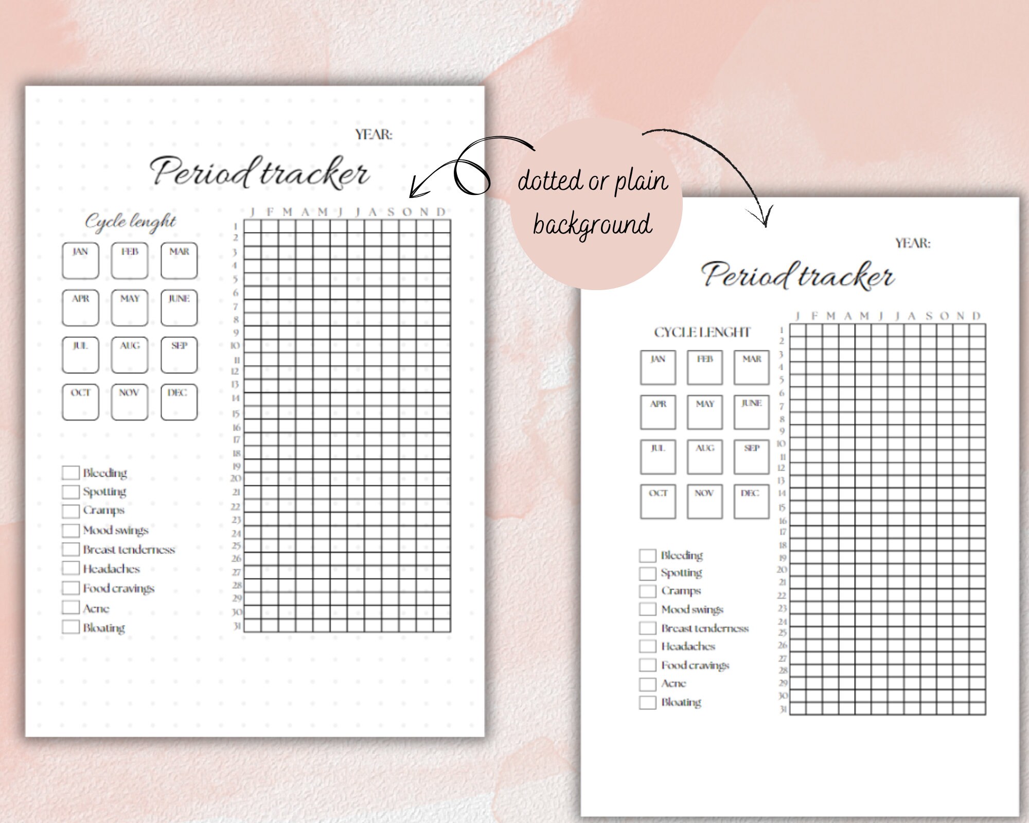 Period Tracker Printable Period Tracker Journal Menstrual Cycle Tarcker ...