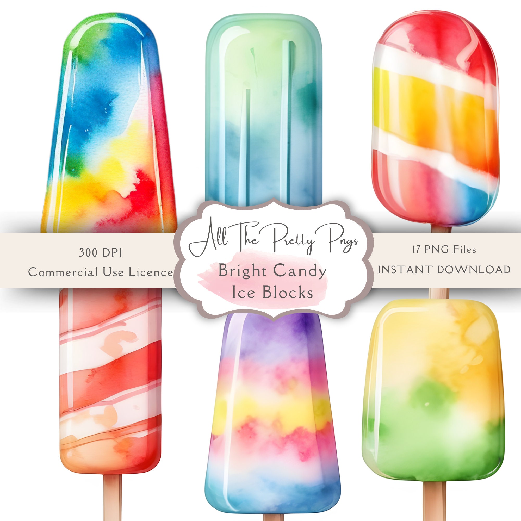 PNG Watercolour Candy Iceblock Clipart Bundle Candy Ice Block Repeat ...