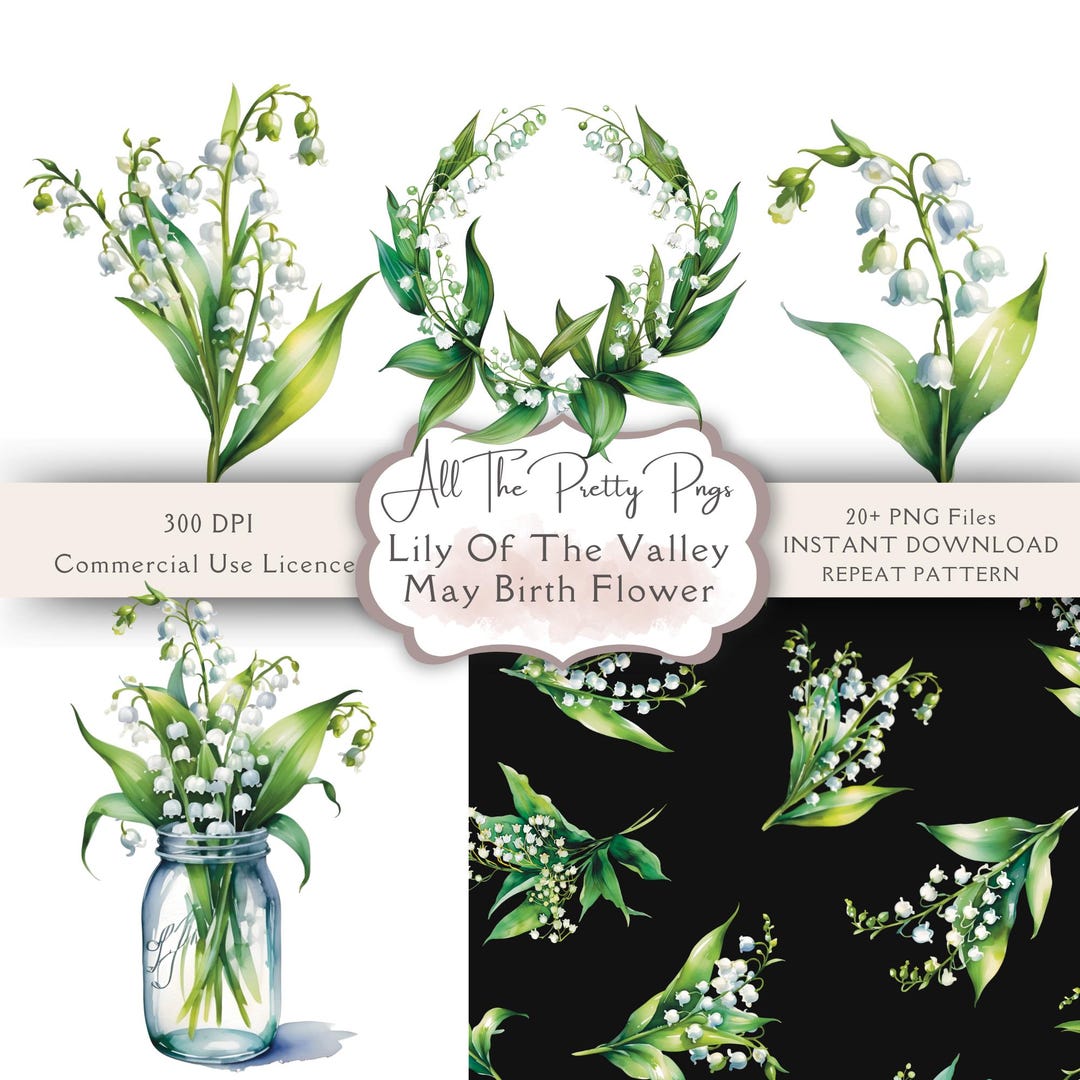 Birth Month Flower May Lily of the Valley Pngs Watercolour Birth Flower ...