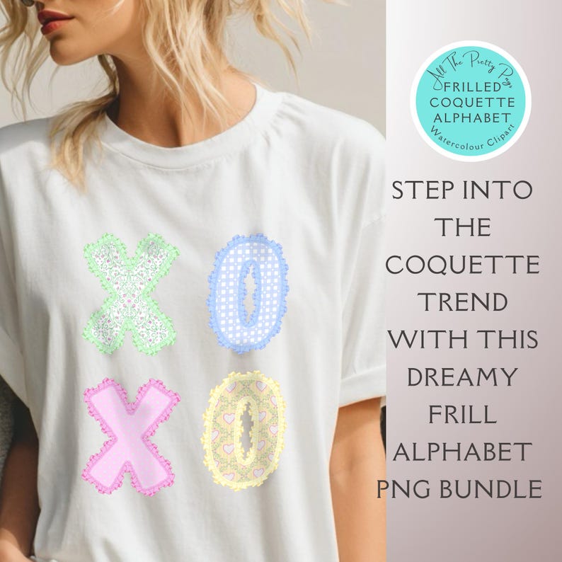 Coquette Alphabet PNG Bundle, Frill Letters Clipart, Bows & Flowers ...