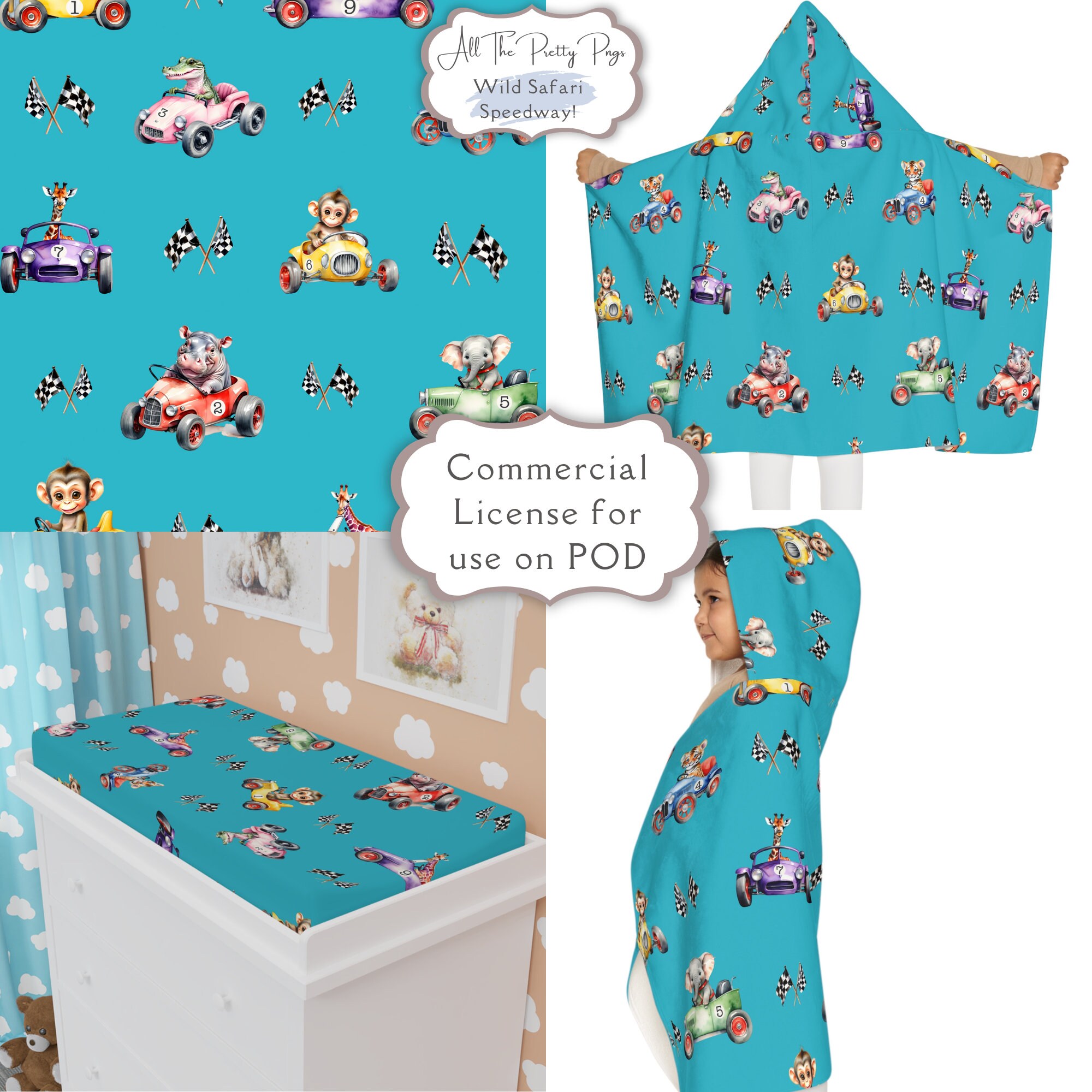 Race Cars PNG Watercolour Clipart Bundle Jungle Animals Repeat Patterns ...