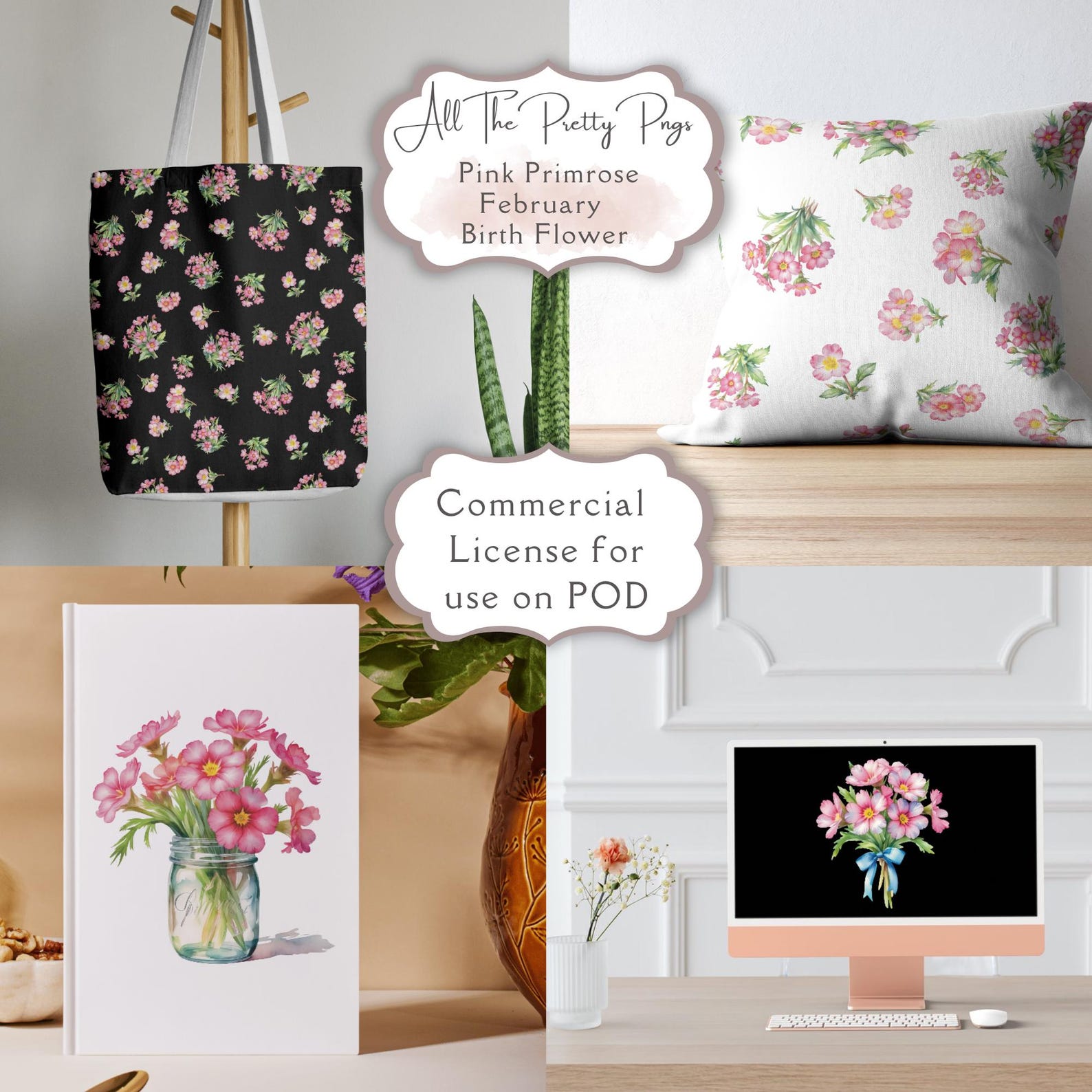 Birth Month Flower February Pink Primrose Pngs Watercolour Clipart ...