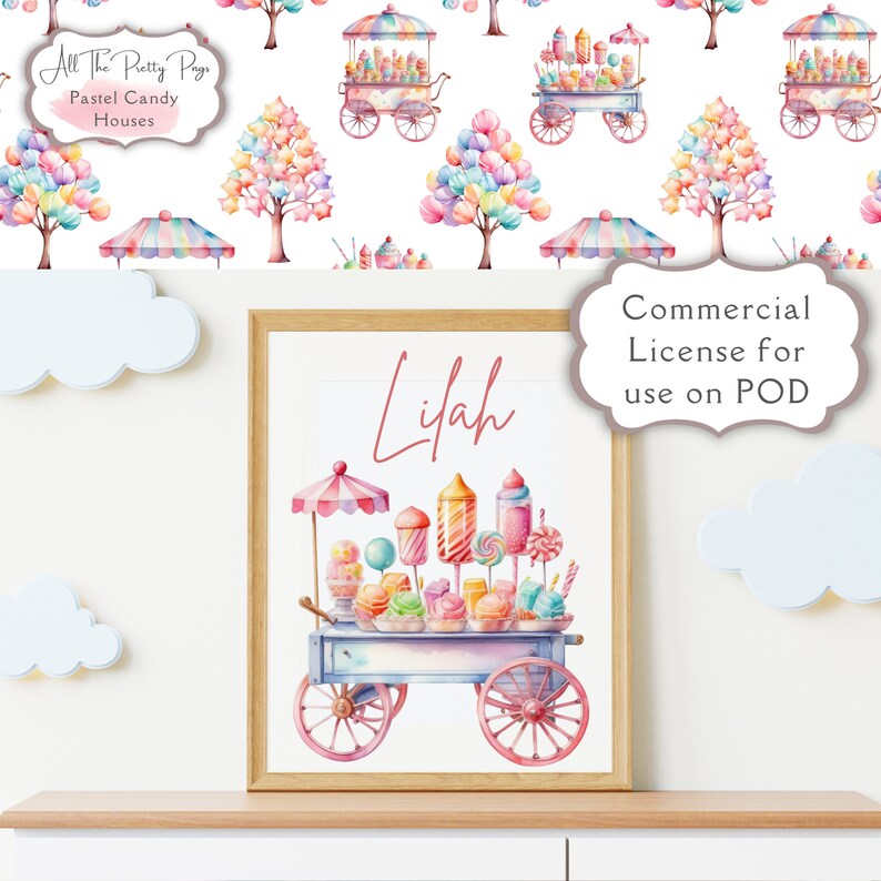 PNG Watercolour Pastel Candy Carts Clipart Bundle Candy Carts Repeat ...