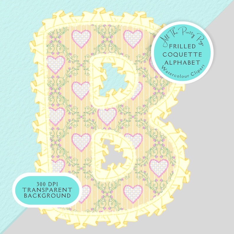 Coquette Alphabet PNG Bundle, Frill Letters Clipart, Bows & Flowers ...