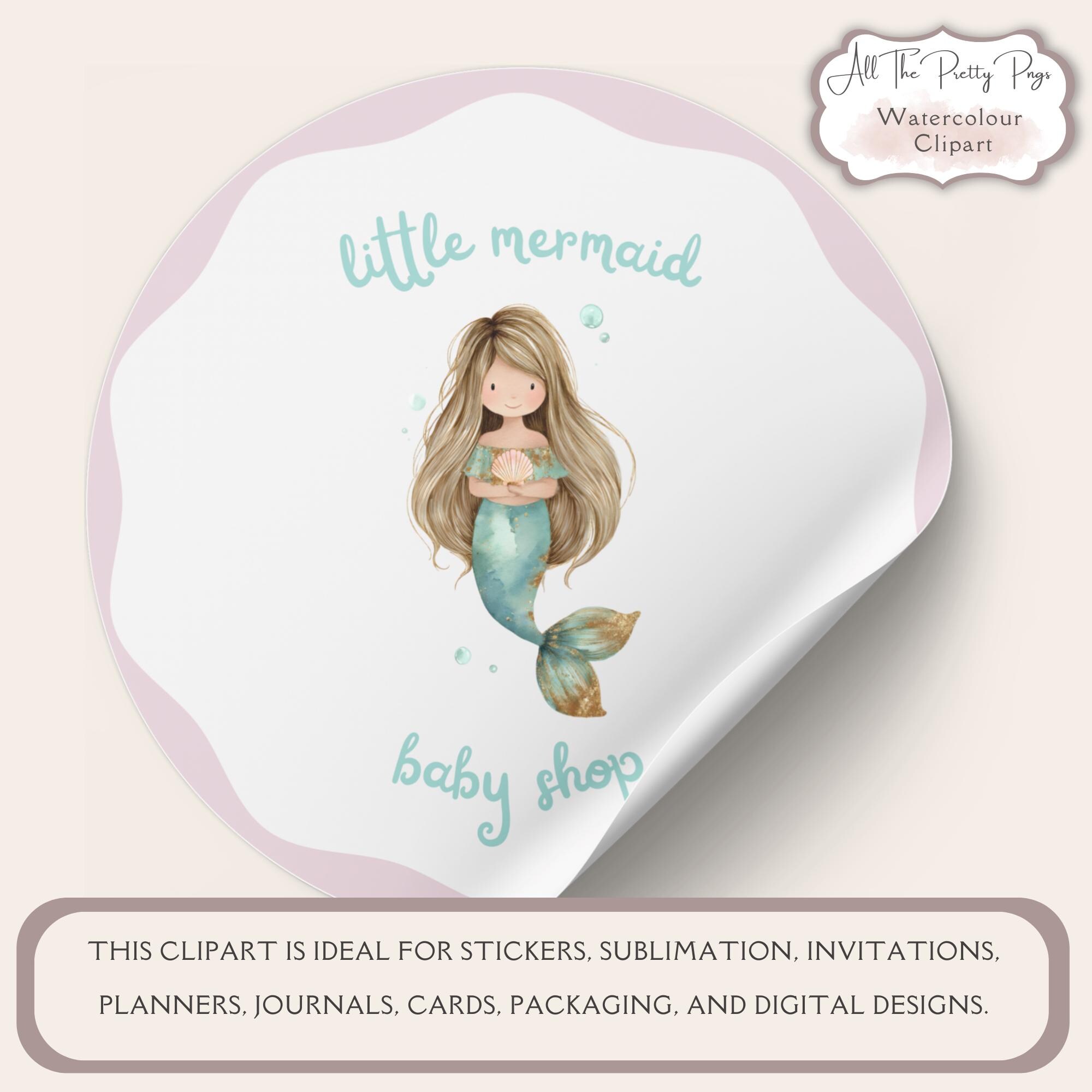 Mermaid Clipart Bundle | Watercolor Cute Mermaid Clipart Png | Sea Life ...