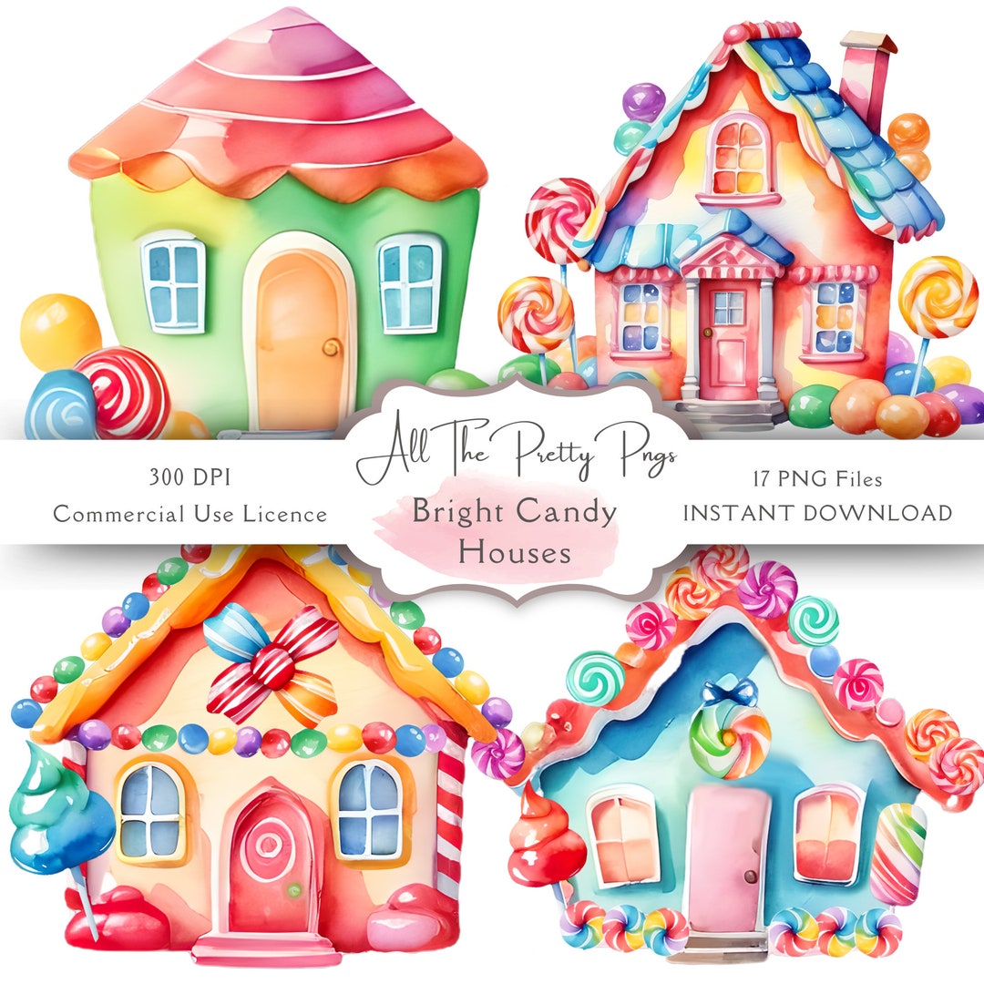 PNG Watercolour Candy House Clipart Bundle Candy House Tree Repeat ...