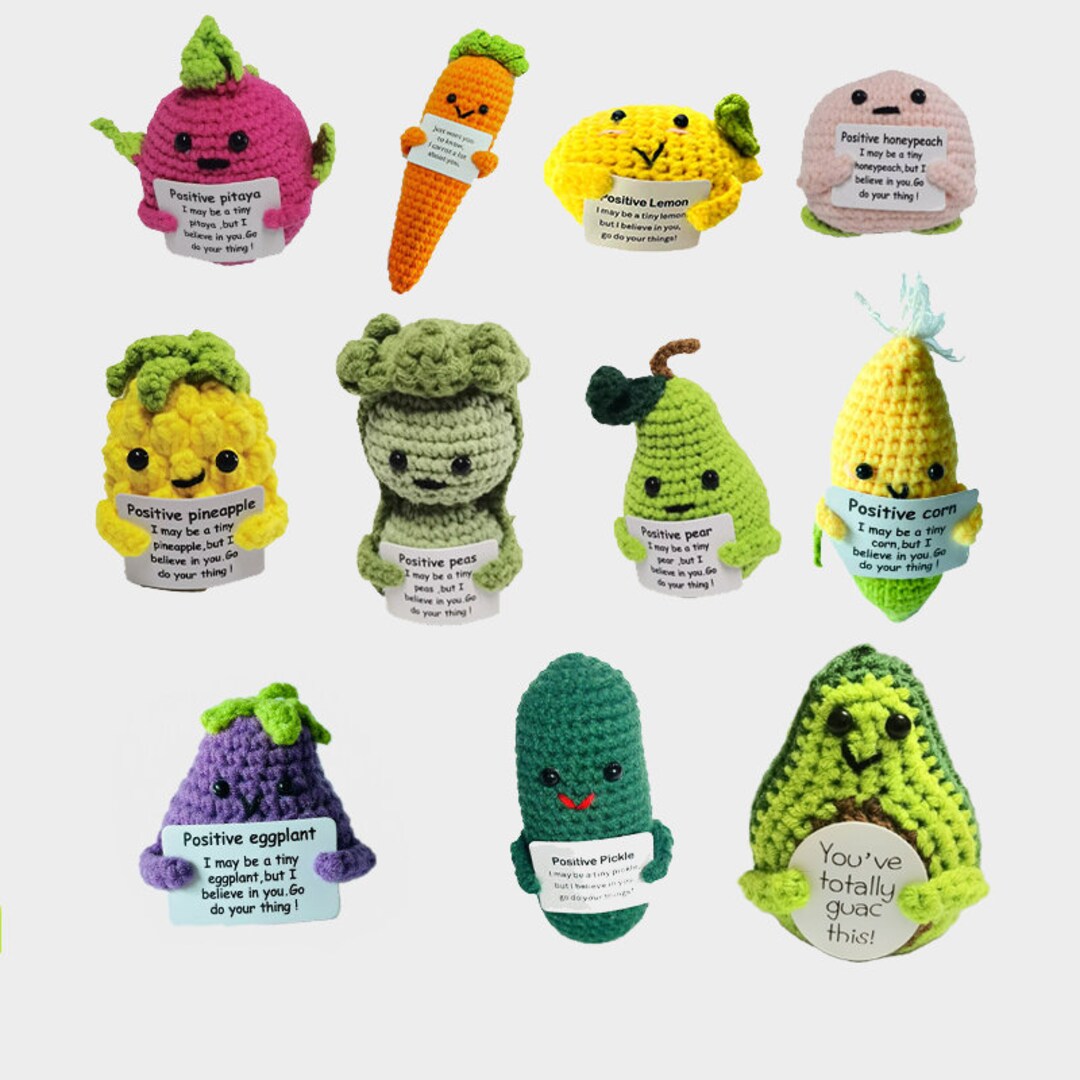 Handmade Emo Lemon Crochet Pickles Emotional Support Pickle Positive ...