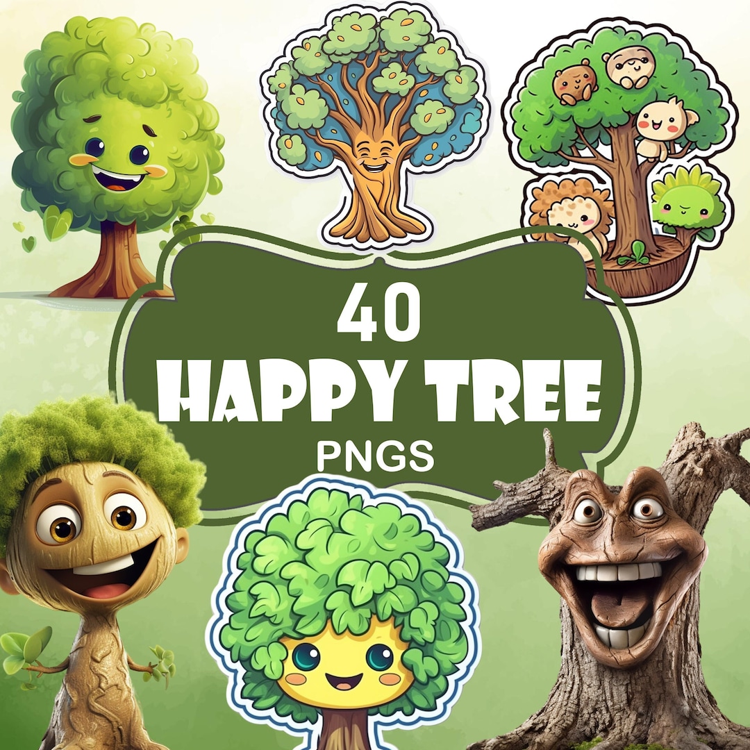 Happy Tree Clipart PNG Forest Clipart Tree Art PNG Beautiful Tree PNG ...
