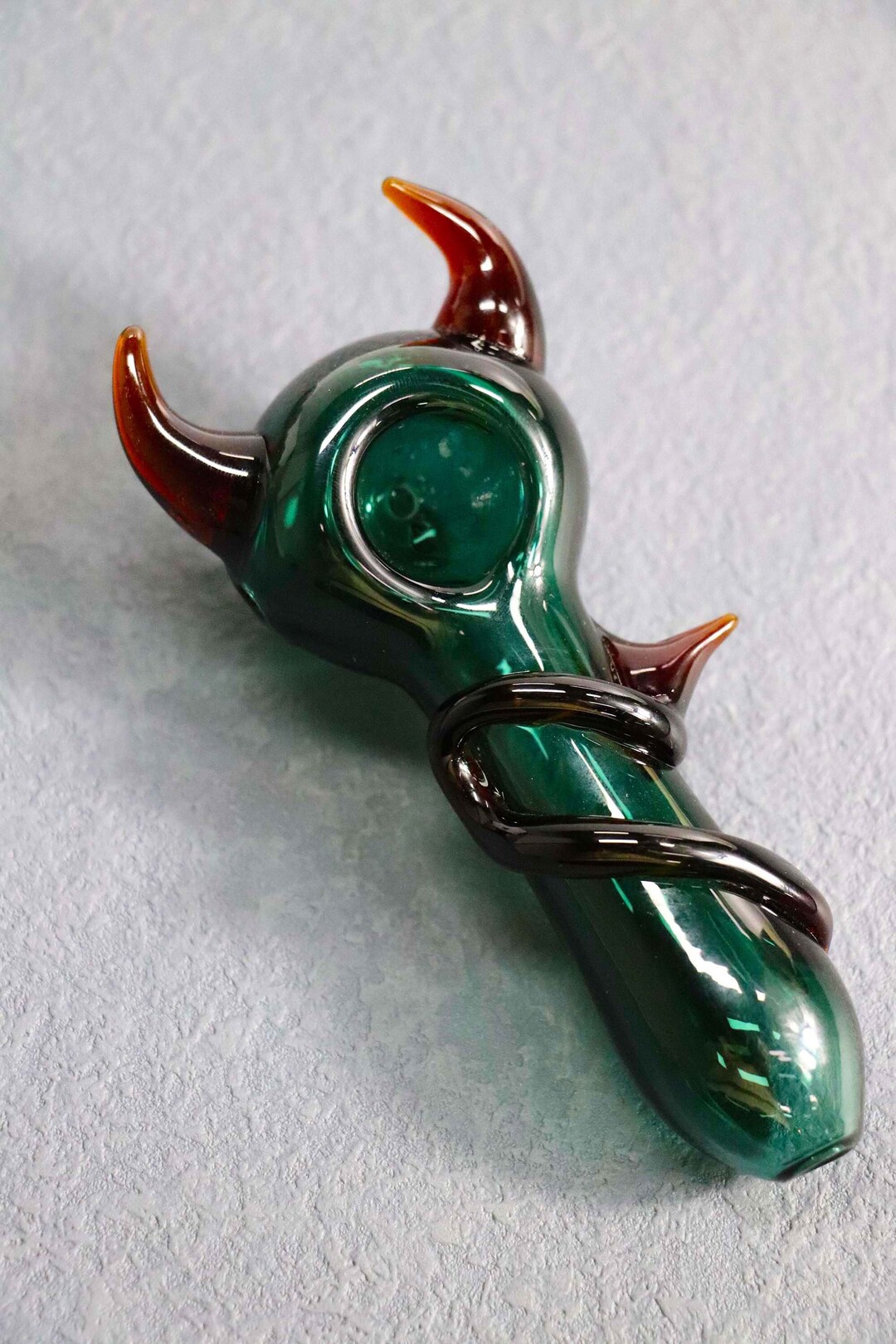 5 Green Devil Glass Pipe Smoking Hand Pipe Glass Handmade Unique Bowl ...