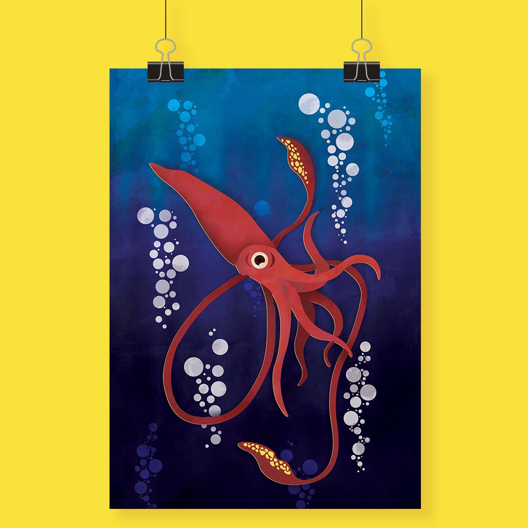 Giant Squid A4 Art Print - Etsy