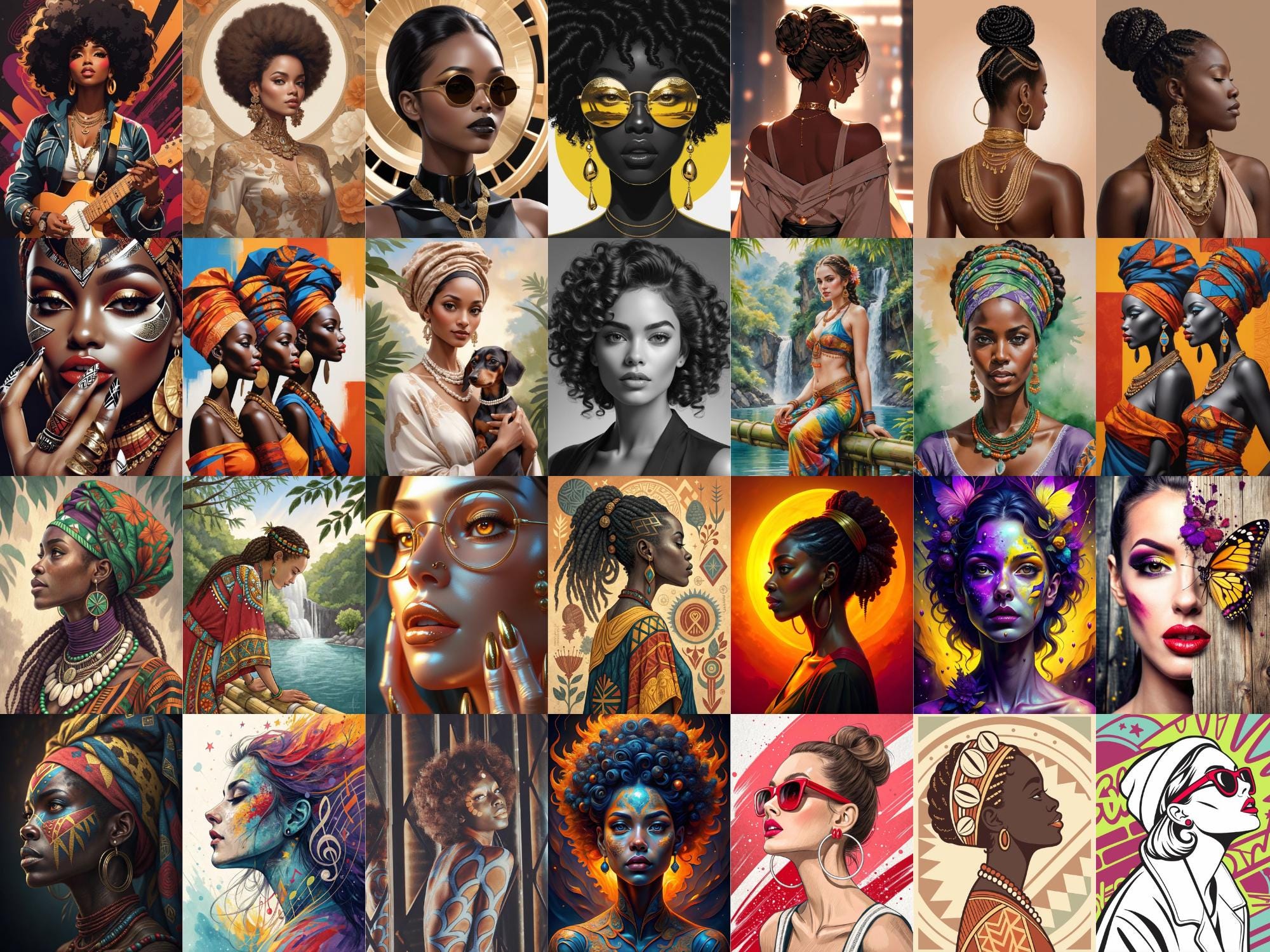 Black Art Collection of 2500 Prints, Black Woman Art, Fashion Posters ...