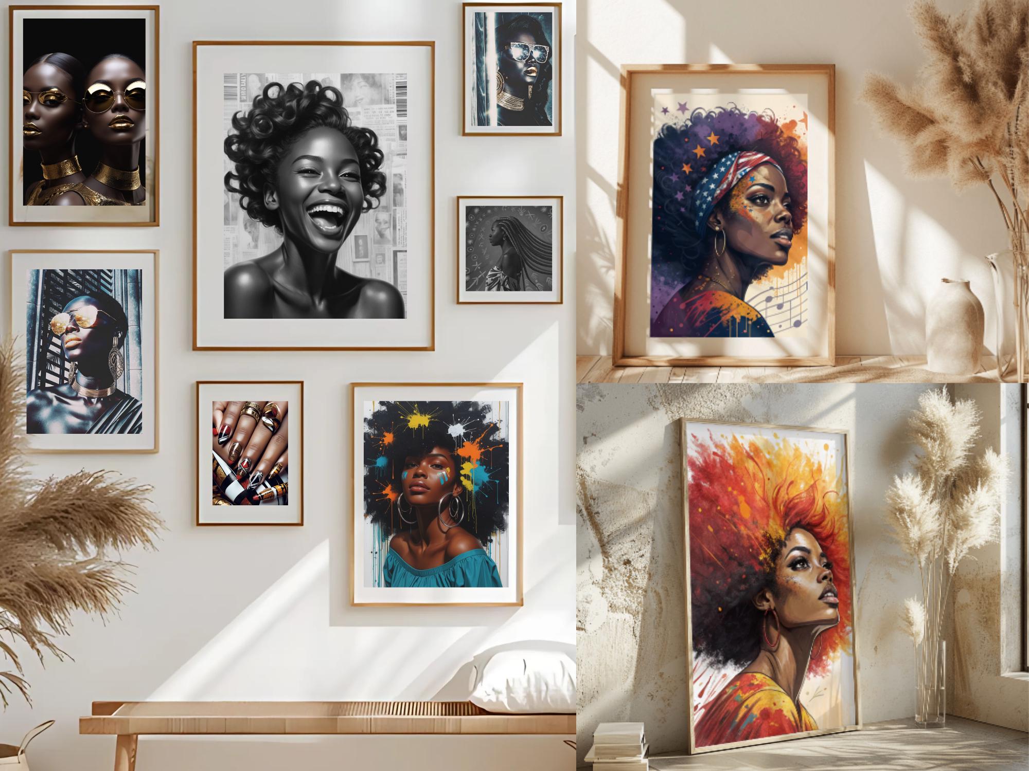 Black Art Collection of 2500 Prints, Black Woman Art, Fashion Posters ...