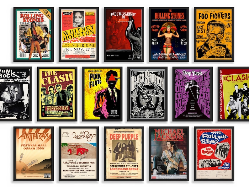2500 Vintage Concert Poster, Retro Band Poster, Classic Rock Posters ...