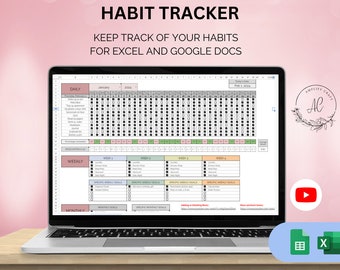 Habit Tracker Spreadsheet for Google Sheets, Daily Habit Planner, Goals ...