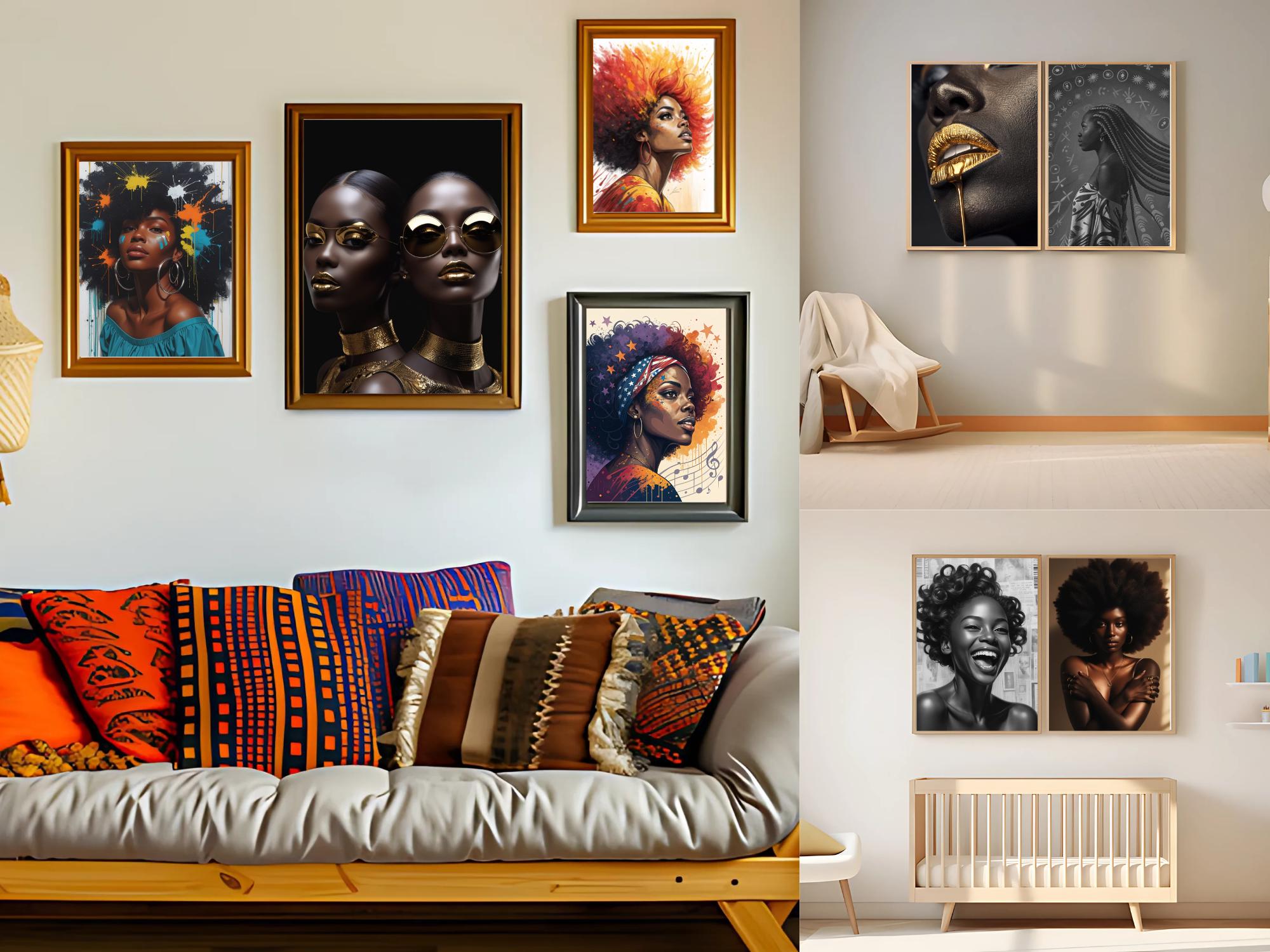 Black Art Collection of 2500 Prints, Black Woman Art, Fashion Posters ...