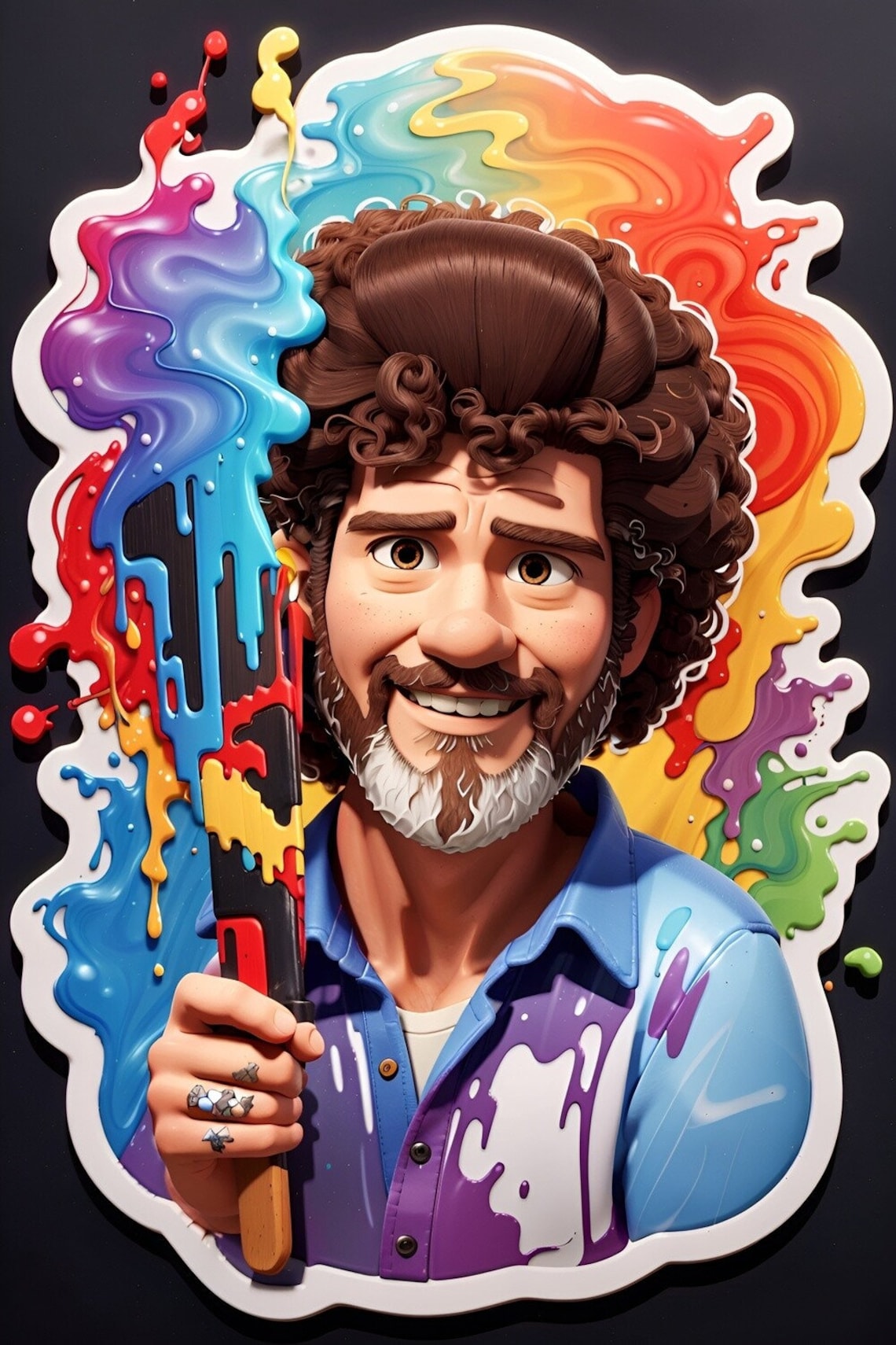 Bob Ross, Stickers, Bob Ross Animation, Waterproof Stickers, Decals ...