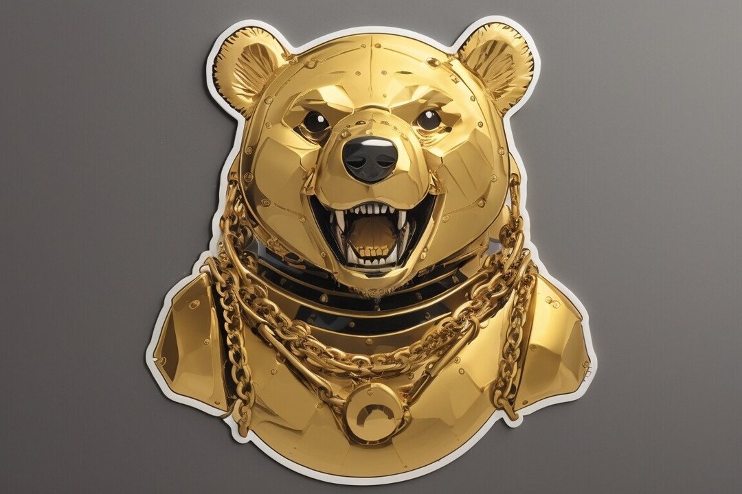 Grizzly Bear Sticker, Bear Sticker, Grizzly Sticker, Gold Sticker ...