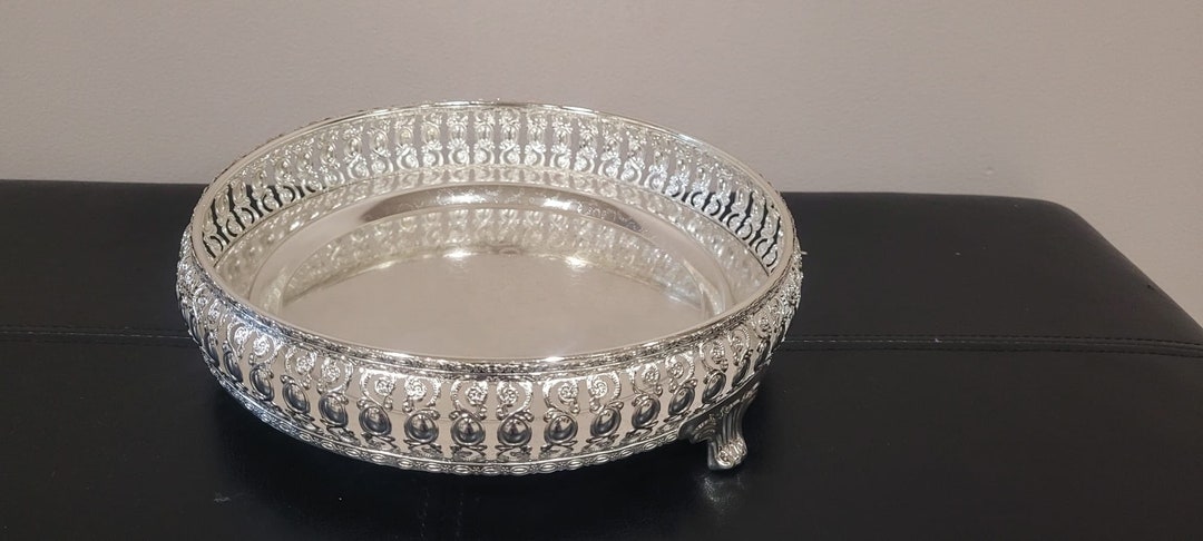 8" German Silver Pooja Thaali: Indian Decor Plate - Etsy