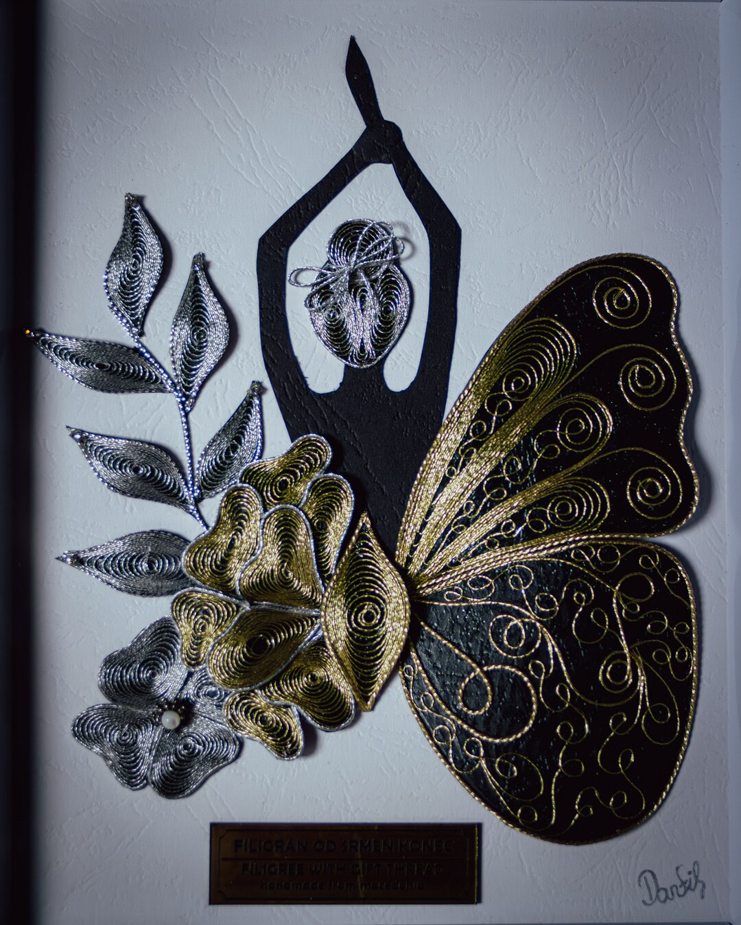 3D Filigree Art Metamorphosis Wall Desk Art Butterfly Flowers Feminine ...