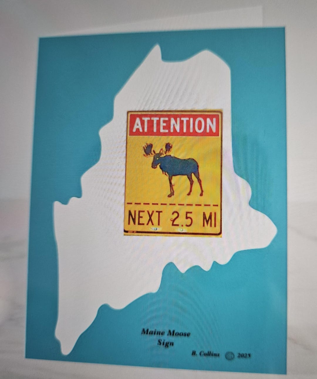 Marlo My Maine Moose Sign Greeting Card - Etsy