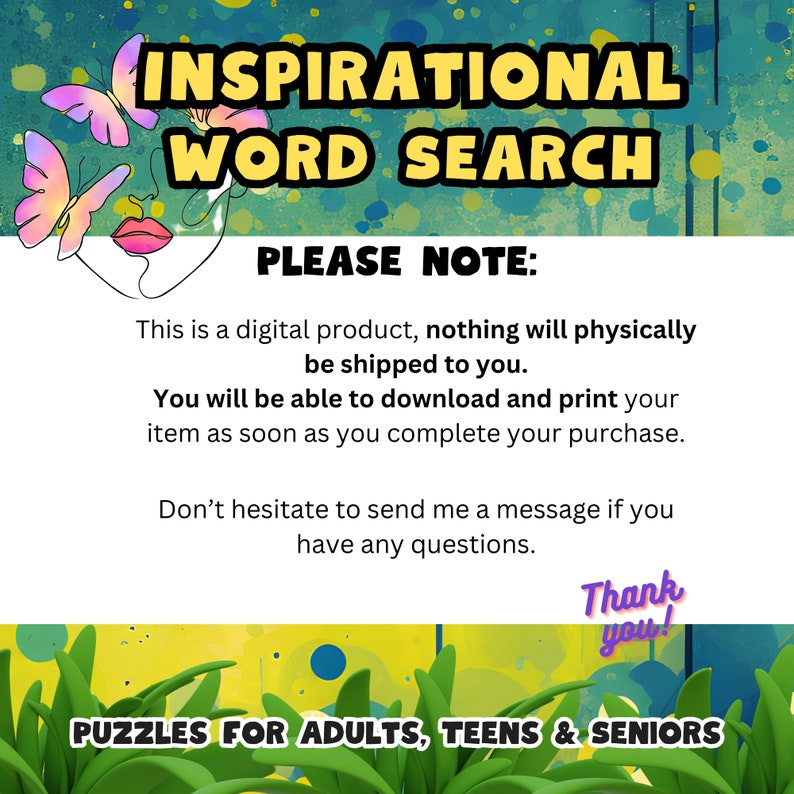 50 Word Search Printable: Inspiration Puzzles for Seniors, Adults ...