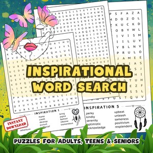 50 Word Search Printable: Inspiration Puzzles for Seniors, Adults ...