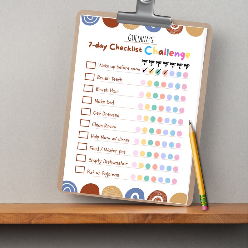 Kids Chore Chart Printable: Weekly Responsibility Checklist (US Letter ...