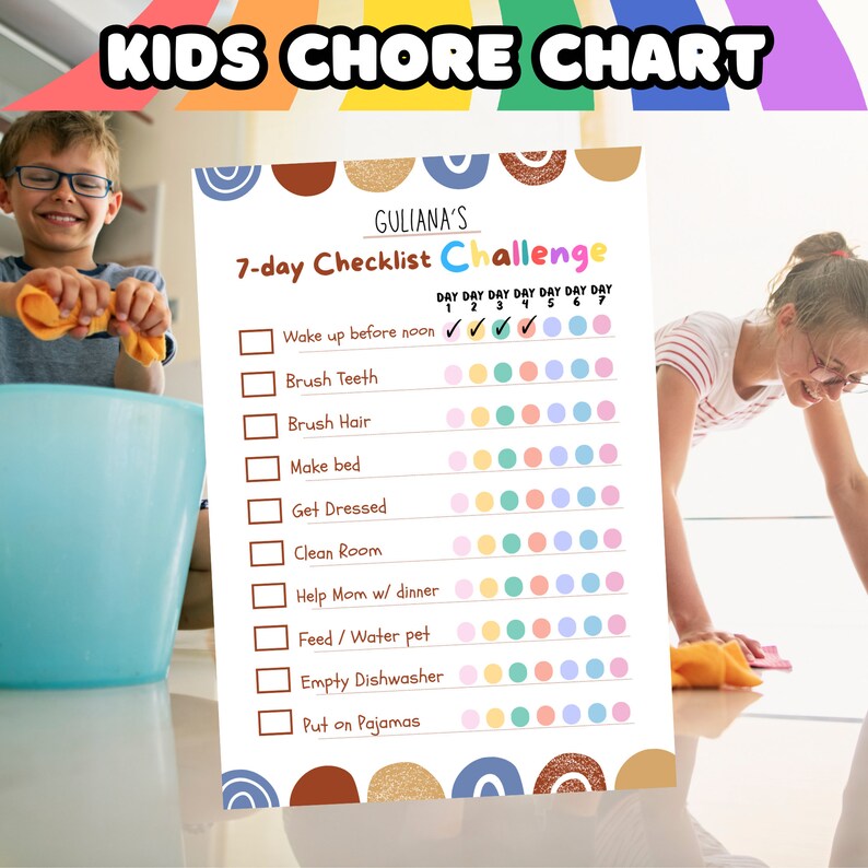 Kids Chore Chart Printable| Responsibility Chart | Weekly Chore Chart for Kids | Kids Chore List ...