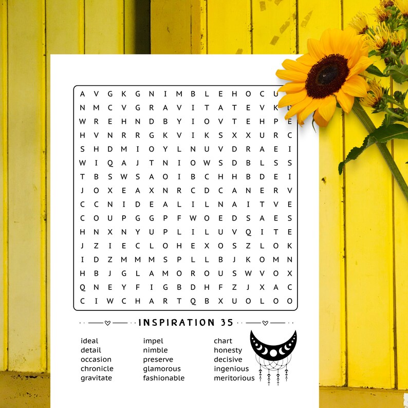 50 Word Search Printable: Inspiration Puzzles for Seniors, Adults ...
