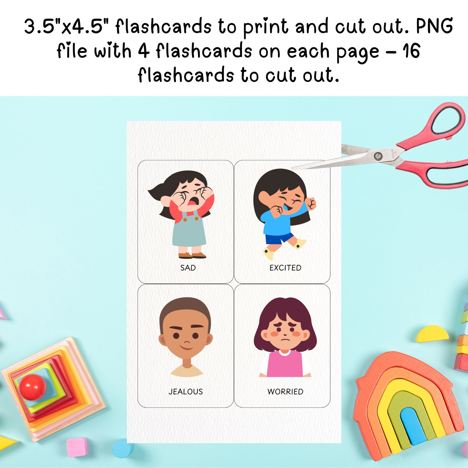 Bundle Feelings Poster and Flash Cards, Calming Corner, Emotions Chart ...