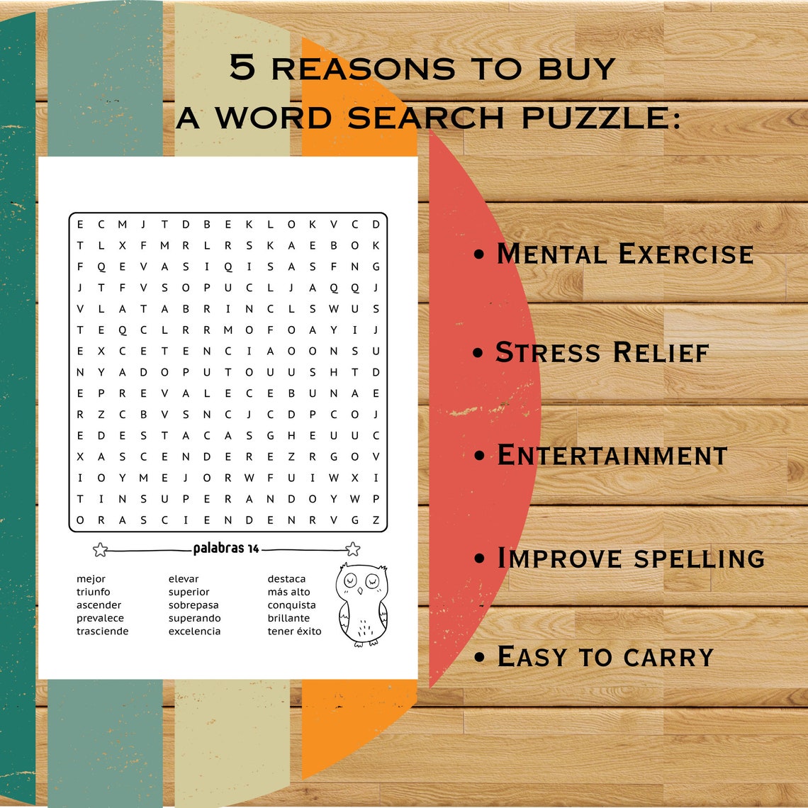 50 Spanish Word Search Printable: Motivational Puzzles for Seniors ...