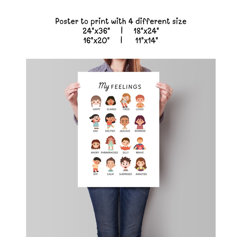 Bundle Feelings Poster and Flash Cards, Calming Corner, Emotions Chart ...