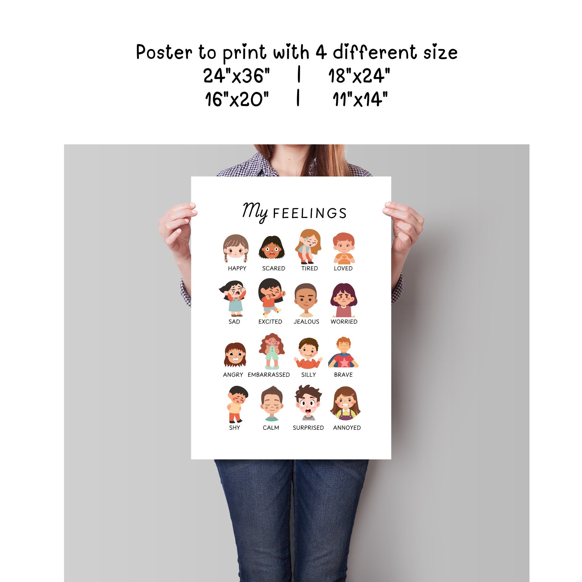 Bundle Feelings Poster and Flash Cards, Calming Corner, Emotions Chart ...