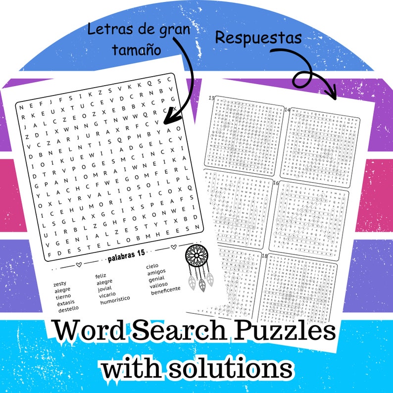 50 Spanish Inspiration Word Search : Printable Puzzles for Seniors ...