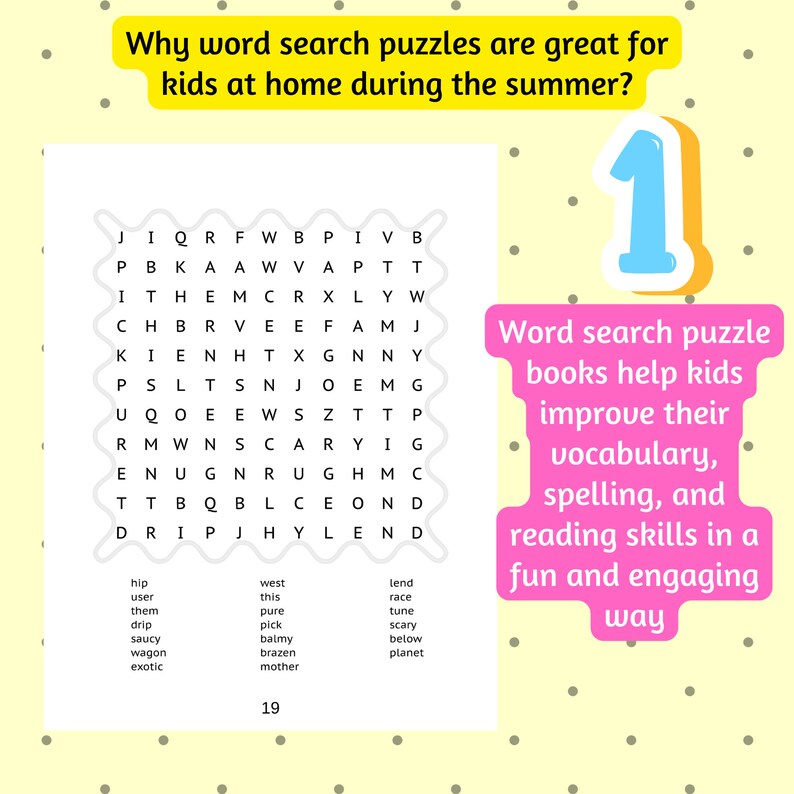 Word Search Puzzle Bundle: 50 Printable Games for Kids (vol.2) - Etsy