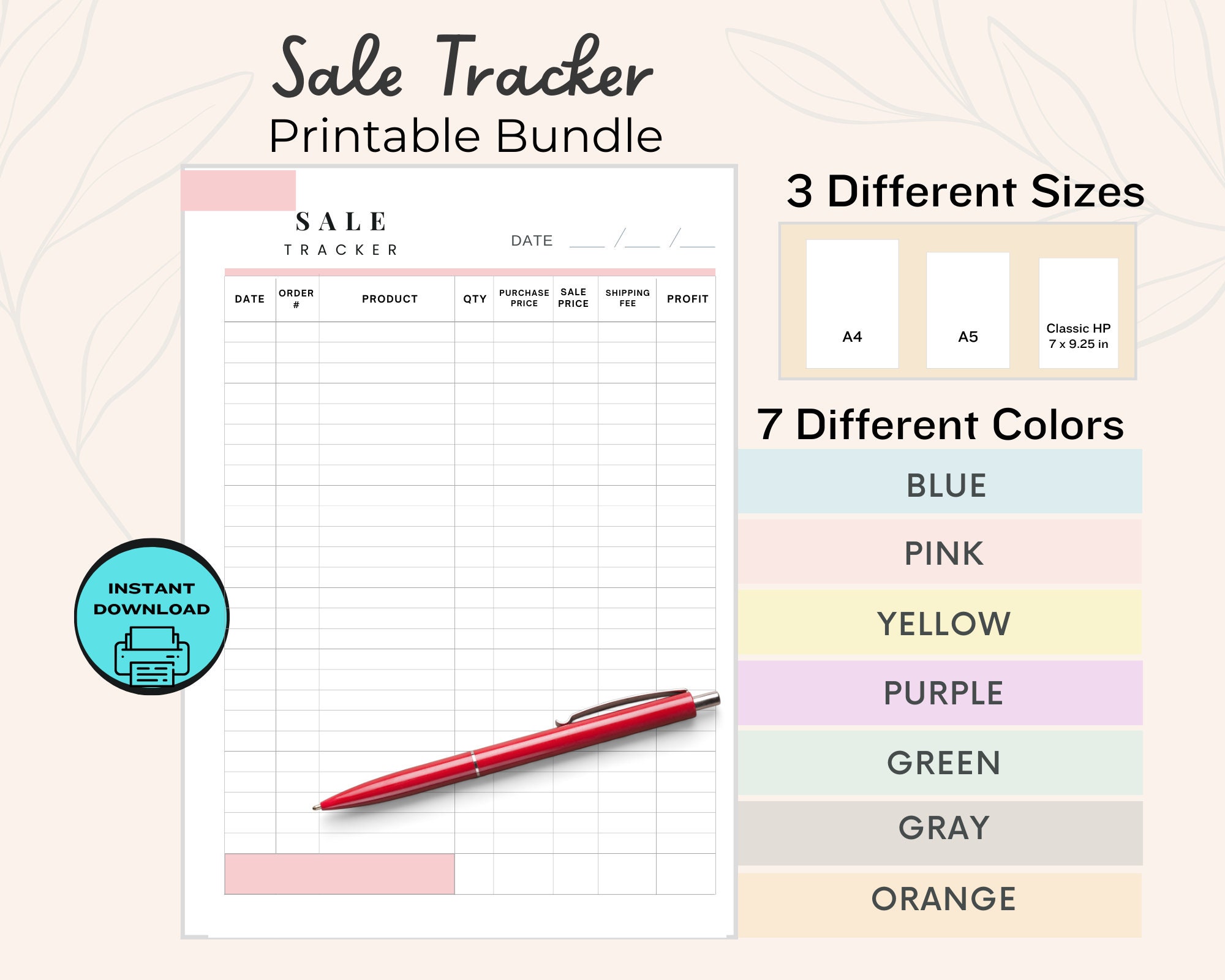 Online Sales Tracker Printable Record of Sales Daily, Weekly, Monthly ...